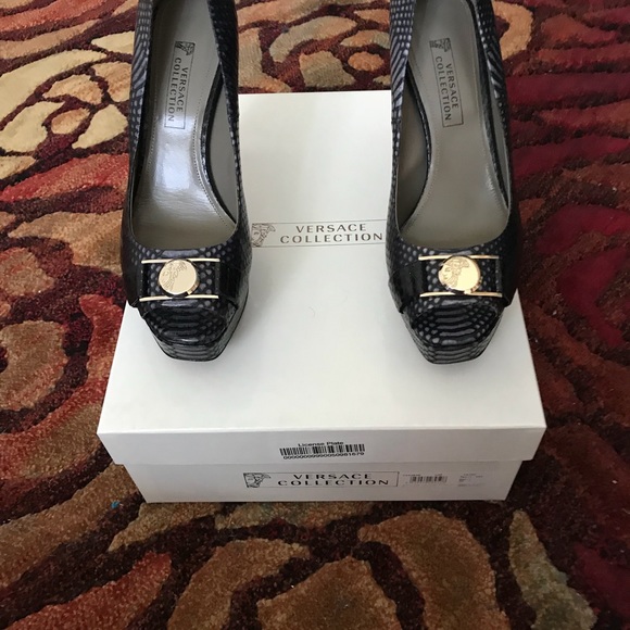 Versace Collection | Shoes | Versace Heel In Black Snake | Poshmark
